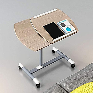 SCKTFS Computer Student Laptop Desk Height Adjustable Wooden Laptop Table Computer Standing Desk with Tablet Slot Mobile Workstation with Wheels