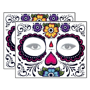 Floral Day of the Dead Sugar Skull Temporary Face Tattoo Kit