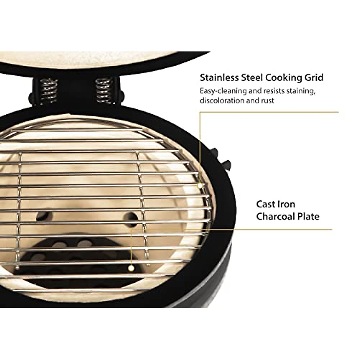 VESSILS Kamado Charcoal BBQ Grill – Heavy Duty Ceramic Barbecue Smoker and Roaster with Built-in Thermometer and Stainless Steel Grate (13 Inch Stand, Blue)