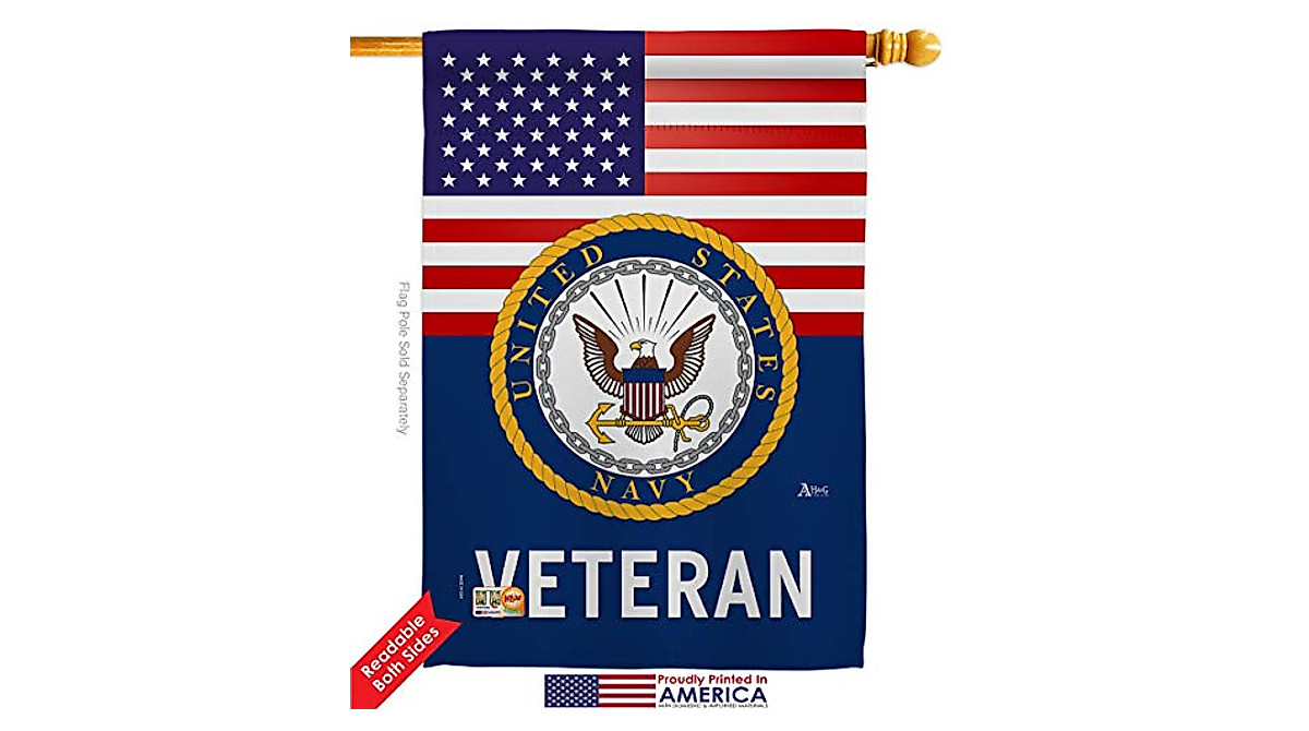 US Navy Veteran House Flag - Proudly Made in USA for Patriotic Decor