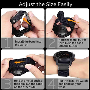 Abanen Elastic Watch Bands for Fenix 7 / Fenix 6 / Fenix 5 / epix 2, 22mm Quick Easy Fit Soft Stretchy Nylon Wristband Strap for Garmin Instinct,Fenix 6 Pro/Sapphire, Fenix 5 Plus, Quatix 6/5 (Black)
