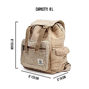 Mini Hemp Backpack Cute Functional - Eco Friendly Unisex Rustic Bag Durable by Freakmandu White/Beige