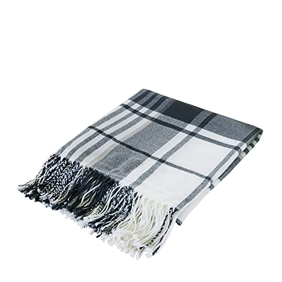 Bangya Acrylic Plaid Throw Blanket with Decorative Fringe for Travel，Bed, Sofa, Couch,Office ( 50inch x 60inch)