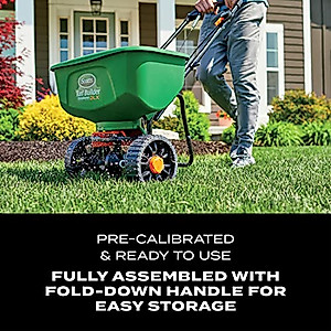 Scotts Turf Builder EdgeGuard DLX Broadcast Spreader - Holds Up to 15,000 sq. ft. of Lawn Product Green