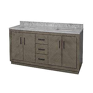 Kitchen Bath Collection Peyton 72-inch Double Bathroom Vanity (Carrara/Gray Oak): Includes Gray Oak Cabinet with Stunning Carrara Marble Countertop and White Ceramic Sinks