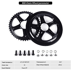 BAFANG Chainring Wheel for BBS01 BBS02 Mid Drive,52T Ebike Chain Ring with Guard for Mid Mount Motor, Chainwheel for Electric Bike Conversion Kits Durable Aluminium Bike
