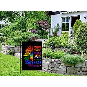 Sunflower Pride Flag Kindness Peace Equality Love Inclusion Hope Diversity Garden Flag 12x18 Vertical Double Sided Be Kind Yard Sign LGBT Community Outdoor Spring Summer Fall Winter Decorations