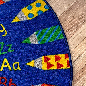 nuLOOM Rainbow Alphabet Area Rug, 8' Round, Blue
