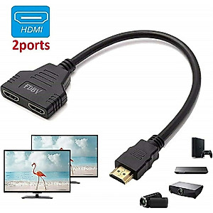 FDBV Hdmi Splitter Adapter Cable, Hdmi Splitter 1 in 2 Out HDMI Male to Dual HDMI Female 1 to 2 Way for HDMI HD, LED, LCD, TV, Support Two The Same TVs at The Same Time 1080P