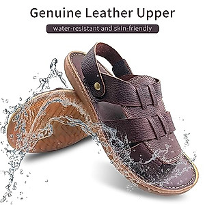 ZLUXURQ Mens soft leather hiking outdoor sandals-Luxury Casual Beach Sandals