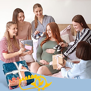 Whaline Baby Monthly Milestone Blanket Dinosaur Theme Newborn Photography Photo Prop Blanket Flannel Nap Mat Backdrop with 2 Frames Cartoon Baby Growth Photo Blanket for Girl Boy Shower Gift, 50 x 40