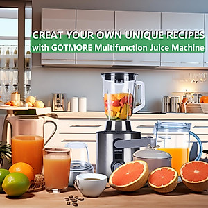 GOTMORE Juicer Machine, Blender & Grinder Combo 3 in 1 for Smoothies, Juice, Processing, Grinding & More 1300W Centrifugal Juice Extractor for Fruit Vegetable with 5 Speeds LCD Screen, Easy to Clean