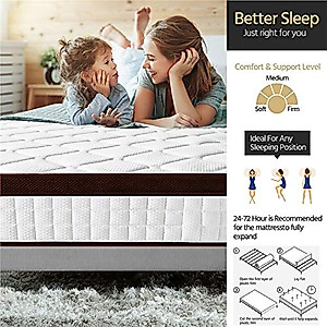 DreamQi Queen Hybrid Memory Foam Innerspring Mattress for Cool Sleep More Pressure Relief & Stronger Edge Support,12 Inch Innerspring Comfortable Mattress,Bed in a Box (Queen, 12inch)