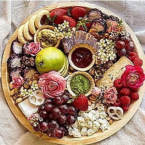 Charity Leaf Disposable Palm Leaf 14" Round Trays (10 pieces) Bamboo Like Serving Platters, Disposable Boards, Eco-Friendly Dinnerware For Weddings, Catering, Events