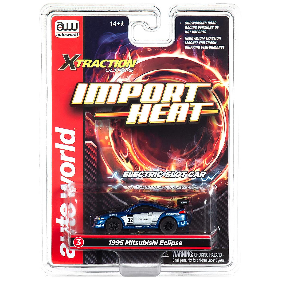 Auto World Import Heat SC346-3 1995 Mitsubishi Eclipse HO Scale Electric Slot Car