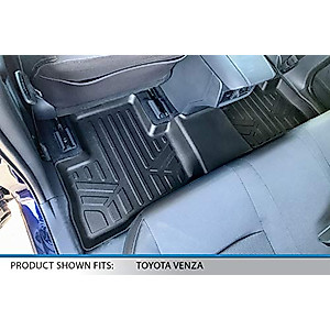 SMARTLINER Custom Fit All Weather Black 2 Row Floor Mat Liners and Cargo Liner Set Compatible with 2021-2023 Toyota Venza