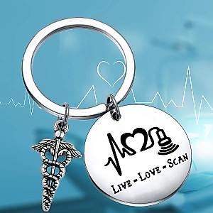 ENSIANTH Sonographer Gift Live Love Scan Keychain Ultrasound Tech Jewelry Radiologist gift (Sonographer Keychain)