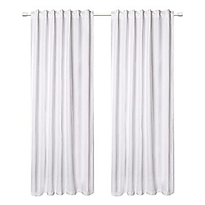 Hausattire White Cotton Window Curtains 50x72 Inches - Set of 2, Reverse Tab Top Curtain Panels in Cotton Slub Duck Fabric for Kitchen, Living Room, Bedroom, Farmhouse Drapes