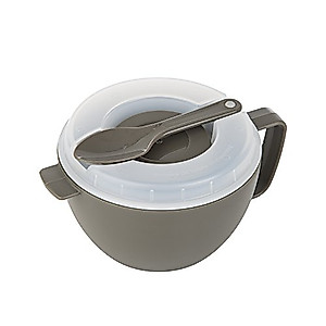 Prep Solutions by Progressive Microwave Soup On-the-Go, Gray - PS-91GY Leak-Proof, Cool-Touch Handle, Spoon Inlcuded