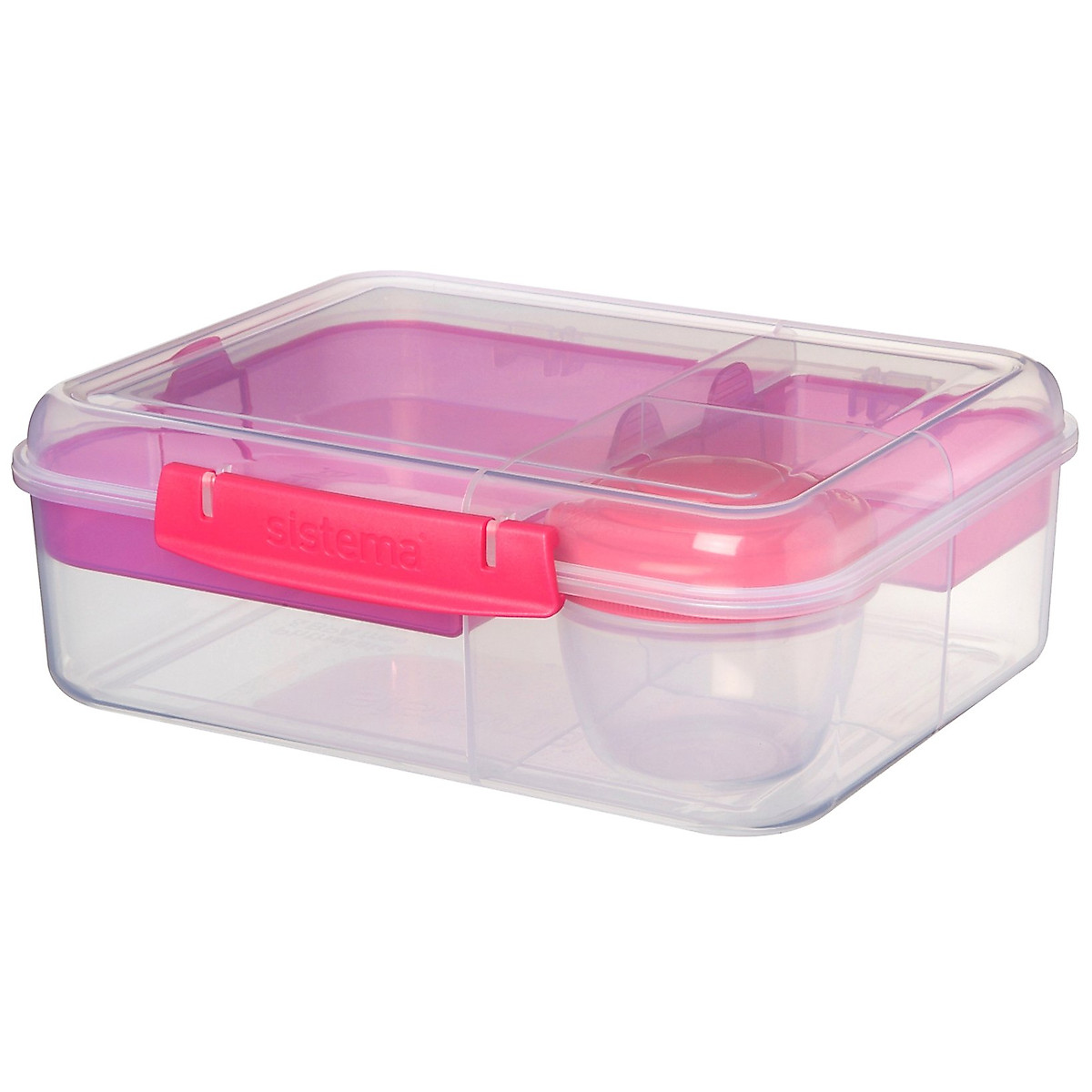 Sistema Bento Box Adult Lunch Box with 2 Compartments, Sandwhich,Salad Dressing Container,Dishwasher Safe,Color May Vary