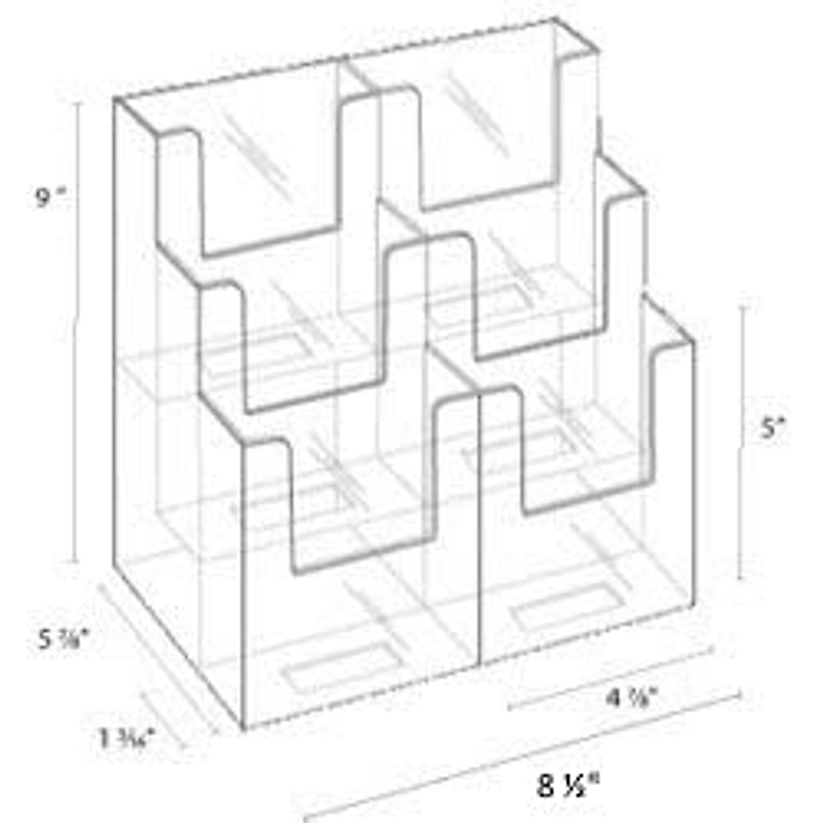 Dazzling Displays Acrylic Stand 3 Tier, 6 Pocket Fits 4 by 9 Material, Trifold Brochure Holder, Countertop Clear Display, Organizer Tray, Rack for Pamphlet, Letters, Folders, Document, Sign, Cards (1)