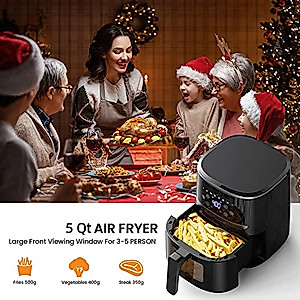 Adoolla Air Fryer Oven 5 Qt Large Oil Free Touch Screen 1500W Mini Oven Combo with 7 Accessories, One-Touch Digital Controls, Nonstick Silicone Liner & Dishwasher-Safe Detachable Square Basket, Timer