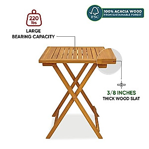 IDZO, Square Table Heavy Duty 400lbs Capacity Patio Bistro Set 3 Piece Outdoor, Folding Chairs w/Cushion