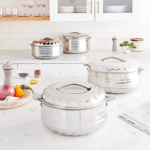 Vinod 4-Piece Insulated Casserole Food Warmer/Cooler Hot Pot Gift Set, 4000mL+5000mL+7500mL+10000mL, Stainless Steel