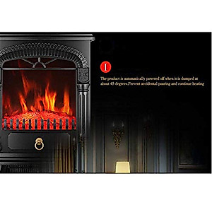 Electric Fireplace with Heater Electric Stove Fireplace Heater for Living Room with Realistic Burning Fire and Wood Frame Effect Easy to Move Indoor and Outdoor Use Black
