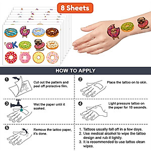 Donut Temporary Tattoos Birthday Party Decorations Supplies Party Favors 96PCS Tattoos Stickers Cute Kids Girls Boys Gifts Classroom School Prizes Themed Christmas