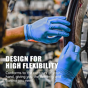 Amozife Blue Nitrile Disposable Gloves, 4 Mil Powder & Latex Free Non-Sterile Exam Gloves for Cooking, Cleaning, Food Prep, Large