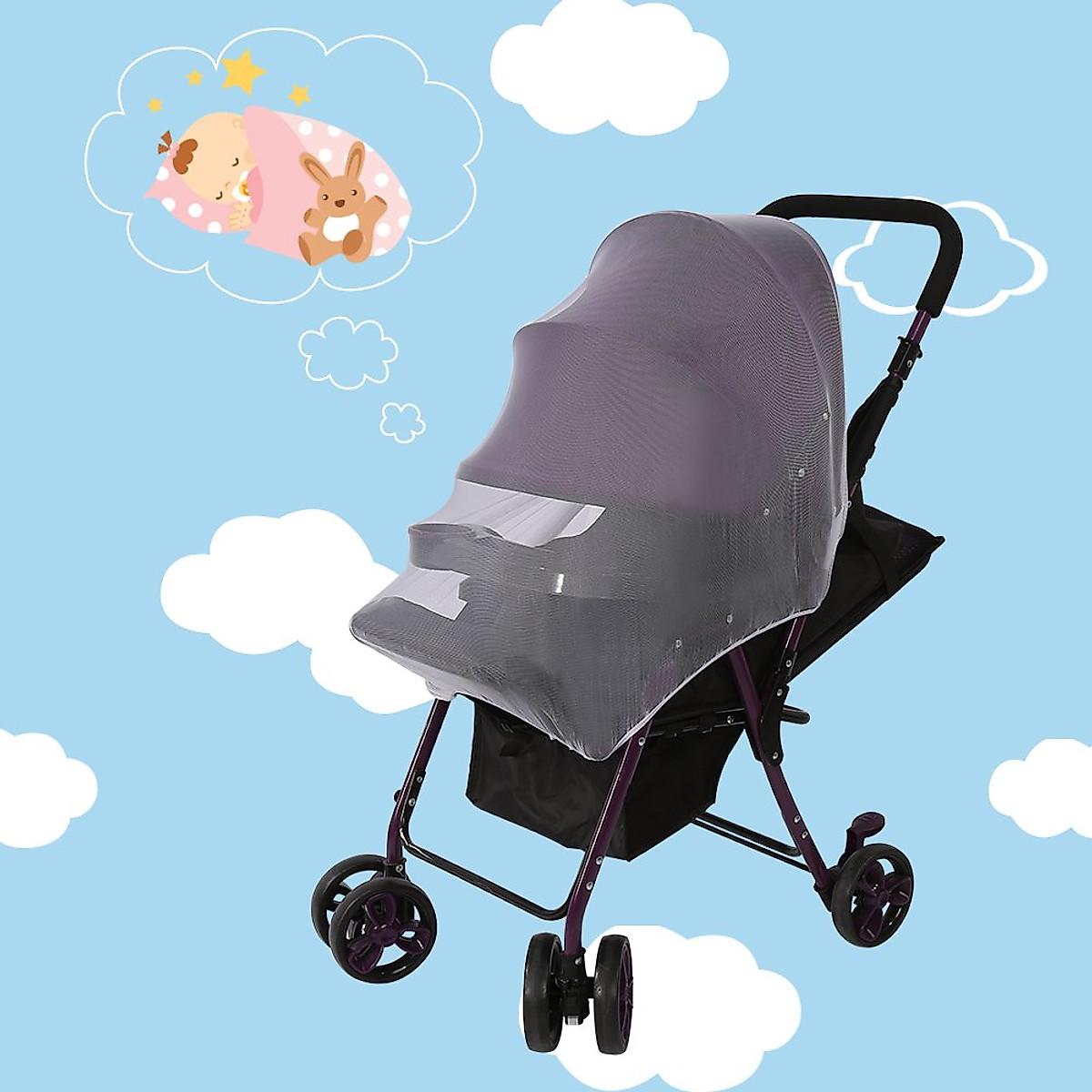 Yosoo Baby Net Cart Full Cover Travel System Netting Bee Net for Baby Strollers, Bassinets, and Car Seats Mesh