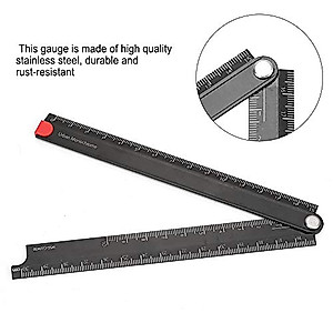 Folding Ruler, Aluminum Alloy Ruler 0-300mm Measurement Range Simple Angle Measurement Ruler 90°Folding Metal Stationery Ruler for Artists, Construction Workers, Designers, Carpenters