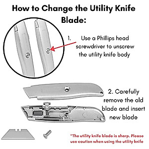 Internet's Best Classic Utility Knife - Set of 20 - Retractable Razor Knife Set - Extra Blade Refills - Box Cutter Locking Razor Knife - Full Metal Body - Silver