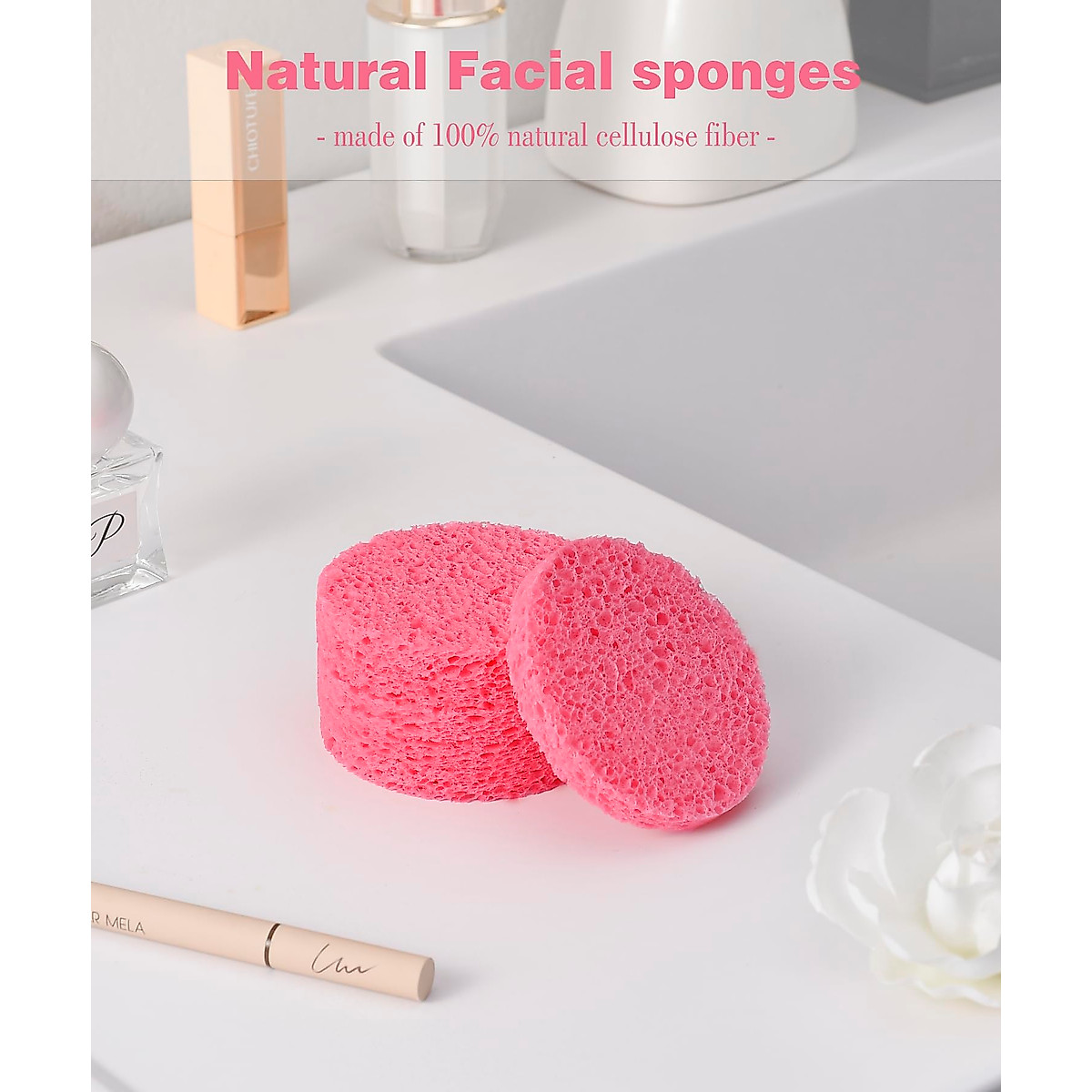 METUUTER 50 PCS Compressed Facial Sponges for Estheticians- 100% Natural Cellulose Face Sponge Professional Cosmetic Spa Sponges for Face Cleansing, Massage, Pore Exfoliating, Mask, Makeup Removal