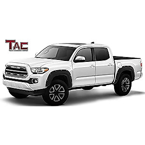 TAC Fender Flares Cover Compatible with 2016-2023 Toyota Tacoma Truck Off-road 4pcs Matte Black Smooth Front & Rear Pocket Rivet Style Pickup All Beds (Single Rear Wheel only)