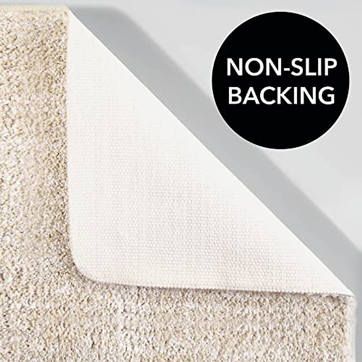 mDesign Non-Slip Microfiber Polyester Rectangular Spa Mat/Bath Rugs, Plush Heathered Water Absorbent Accent Rug for Bathroom Vanity, Bathtub/Shower, Machine Washable, Set of 3 - Linen/Tan