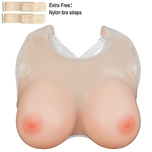 Vollence D Cup Silicone Breast Forms with Straps for Mastectomy Nude