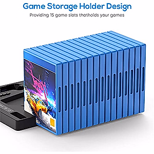 Cooling Fan Vertical Stand for Playstation 5 Console and Digital Edition, Controller Charging Station Dock for PS5 Dualsense Controller with Led Indicators and 15 Game Slots