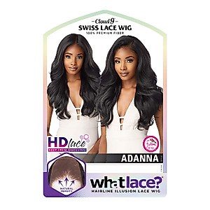 Sensationnel What lace 13x6 Wigs - adanna lacefrontal hand tied glueless synthetic with natural density preplucked hairline (1B OFFBLACK)