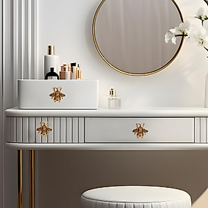 HEVSTIL 2-Pack Bee Shape Cabinet Knob,Nature Theme Single Hole Pulls for Cabinet Dresser Knobs Furniture Door,Antique Gold