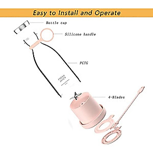 Suomi Personal Blender for Shakes and Smoothies with rechargeable USB blender cup, Portable Blender (Pink)