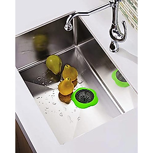 Tisnveky Sink Strainers for Kitchen Sink, Sink Drain Strainer with 4.5 Inch Diameter, Kitchen Sink Strainer with Hard Plastic Bottom and Soft Silicone Edge, [1 Pack] [Green]