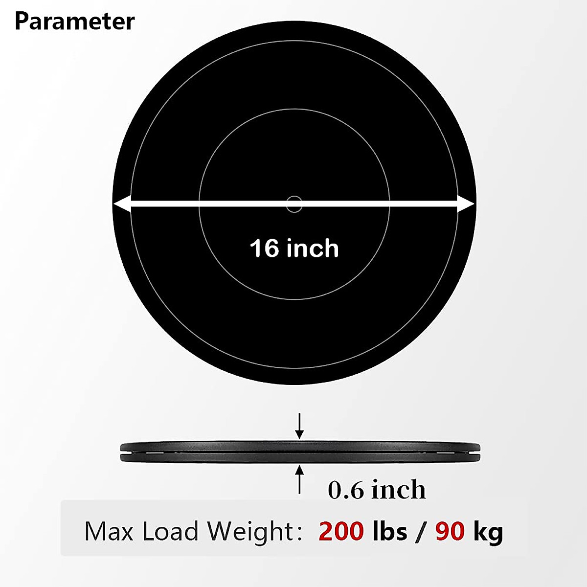 VOLCANOES CLUB 16 Inch Lazy Susan Turntable - Heavy Duty Rotating Swivel Steel Ball Bearings - Flat Base Stand for TV/Computer/Monitor/Arts/Crafts/Bonsai/Statue/Cabinet Organizer (Plastic&Black)