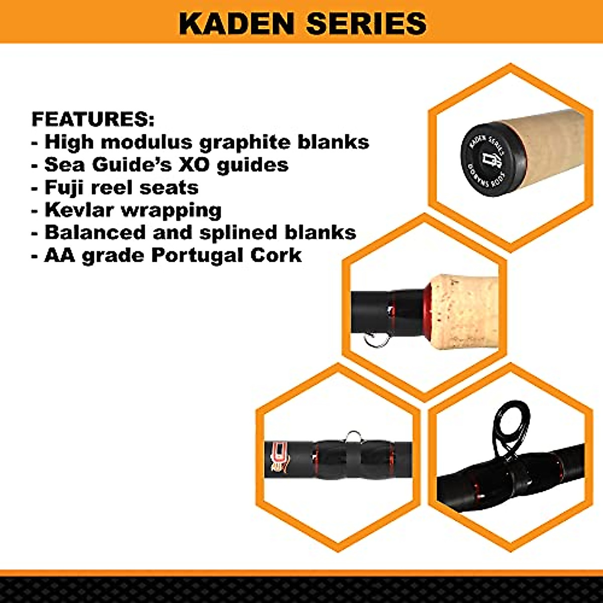 Dobyns Kaden Series Rods, 7ft1in, 1pc. 10-17lb, 1/4-3/4oz, Med/HVY Power Fast Action, KD 713C