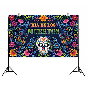Dia De Los Muertos Backdrop for Photography Day of The Dead Banner Mexican Fiesta Sugar Skull Decorations and Supplies for Home Altar Ofrenda