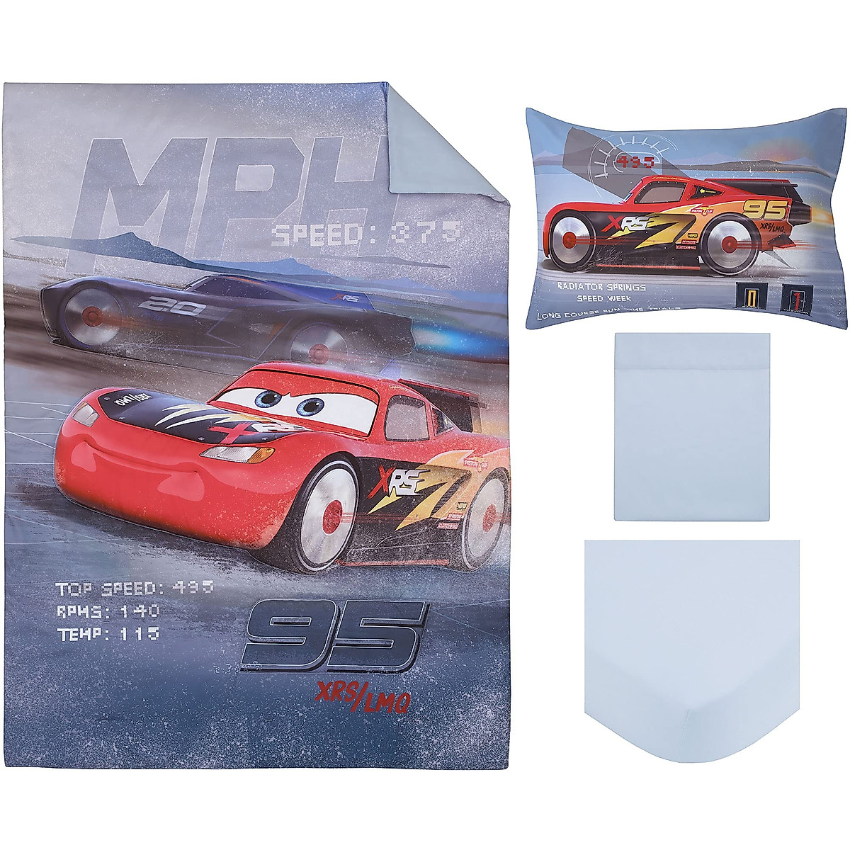 Crown Crafts Infant Products Disney Cars 4 Piece Toddler Bedding Set - Speedy Frenzy