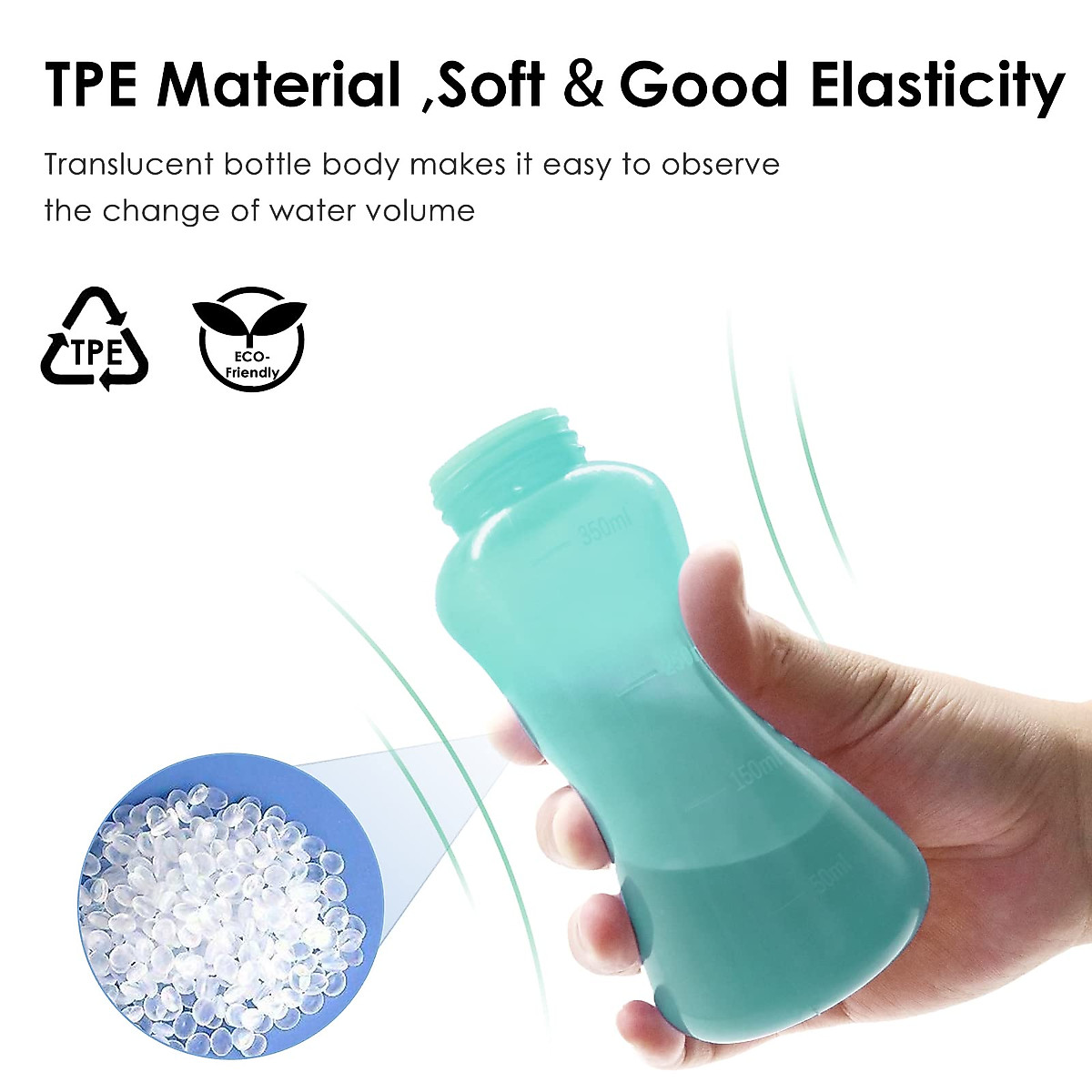 RUFCRIL Mini Peri Bottle, 350ml Portable Travel Bidet with Extra Ring and Carry Bag, TPE Material for High Temperature Resistance, Essentials for Postpartum Perineal Care,Hemorrhoid Treatment, Green