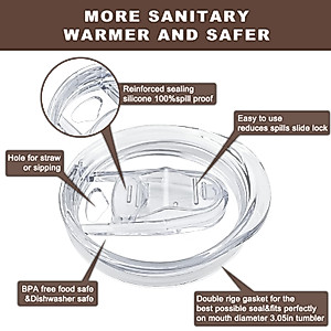 XccMe 12oz Wine Tumbler Replacement Lids,Inner Diameter 2.8'' X 2.8'',2 Pack Spill Proof Splash Resistant Silicone Sliding Covers,Straw Friendly, BPA Free