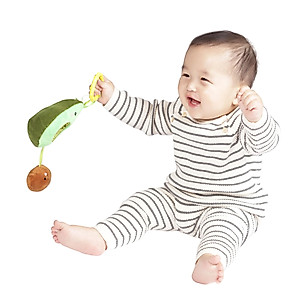 Manhattan Toy Mini-Apple Farm Avacado Baby Travel Toy with Rattle, Chime, Crinkle Fabric & Teether Clip-on Attachment